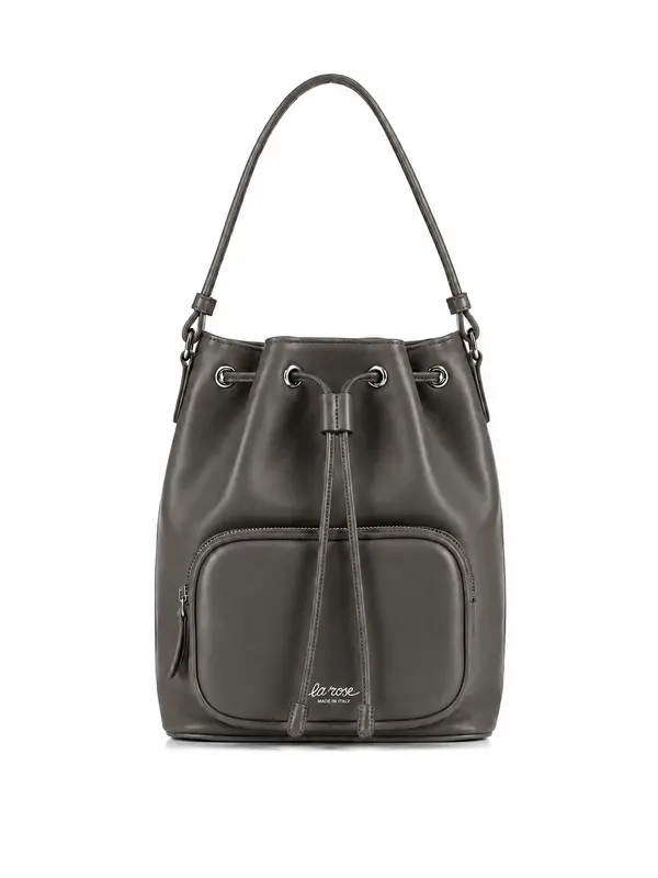 LA ROSE Leather Bucket Bag - Grey