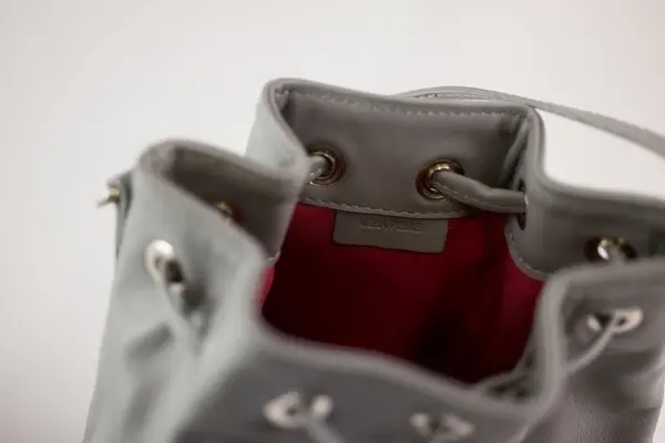 LA ROSE Leather Bucket Bag - Grey