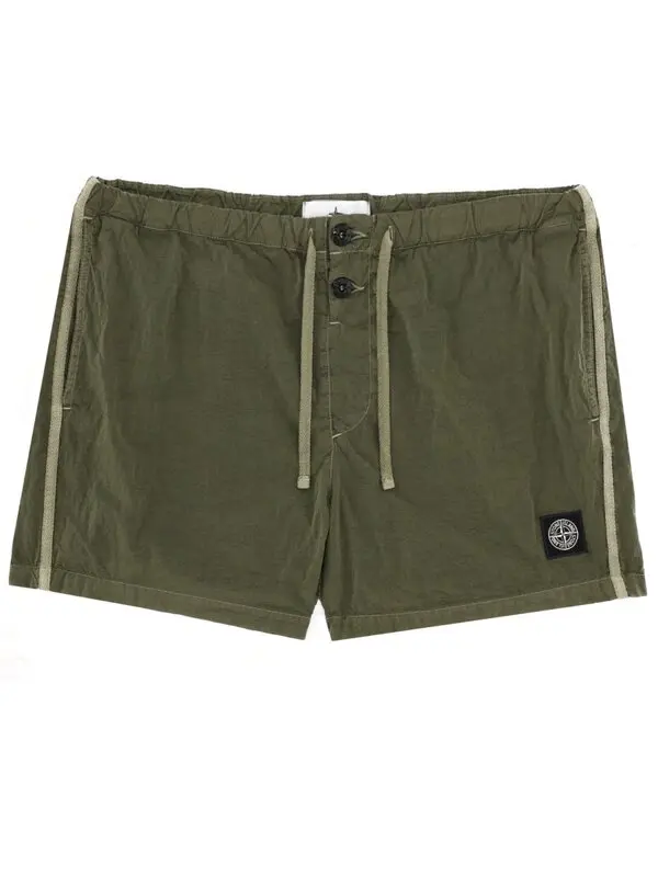 Stone Island Swimsuit With Logo Patch - Military Green