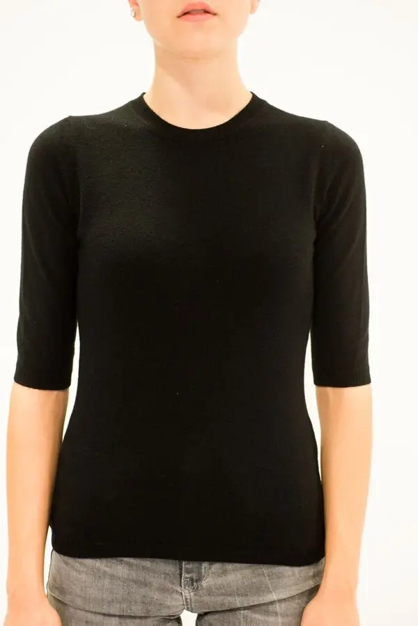 LA ROSE Maglia 3/4 Cashmere Top - Nero