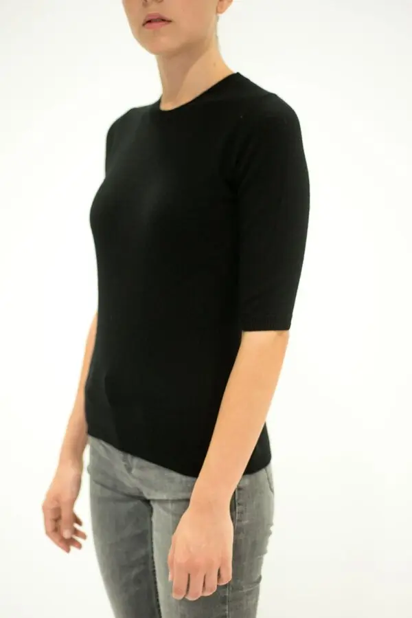 LA ROSE Maglia 3/4 Cashmere Top - Nero