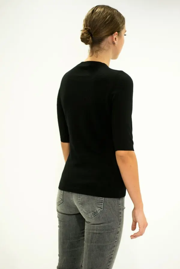 LA ROSE Maglia 3/4 Cashmere Top - Nero