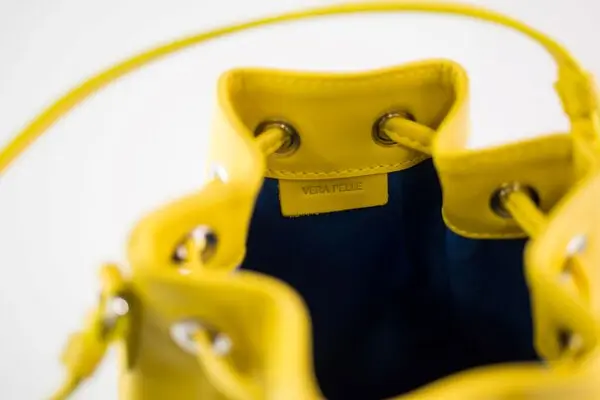 LA ROSE Leather Bucket Bag - Yellow