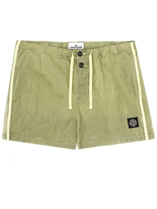 Stone Island Swimsuit With Logo Patch - Yellow
