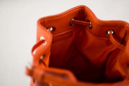 LA ROSE Leather Bucket Bag - Orange