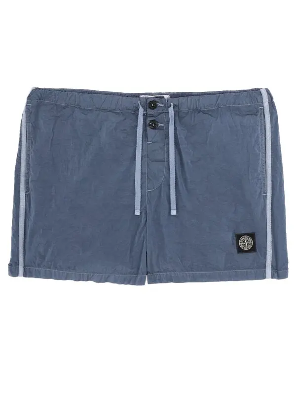 Stone Island Swimsuit With Logo Patch - Blue