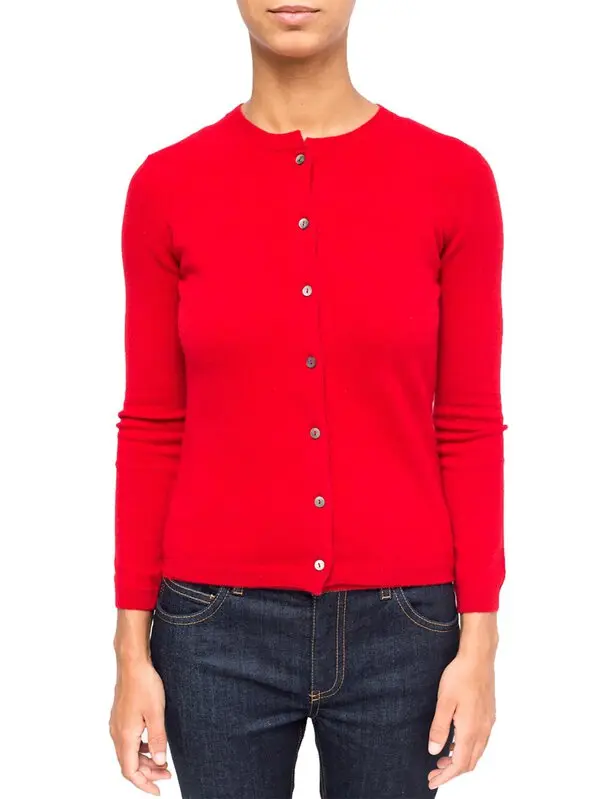 LA ROSE Cashmere Cardigan - Rosso