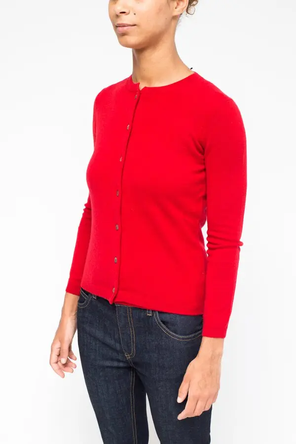 LA ROSE Cashmere Cardigan - Rosso