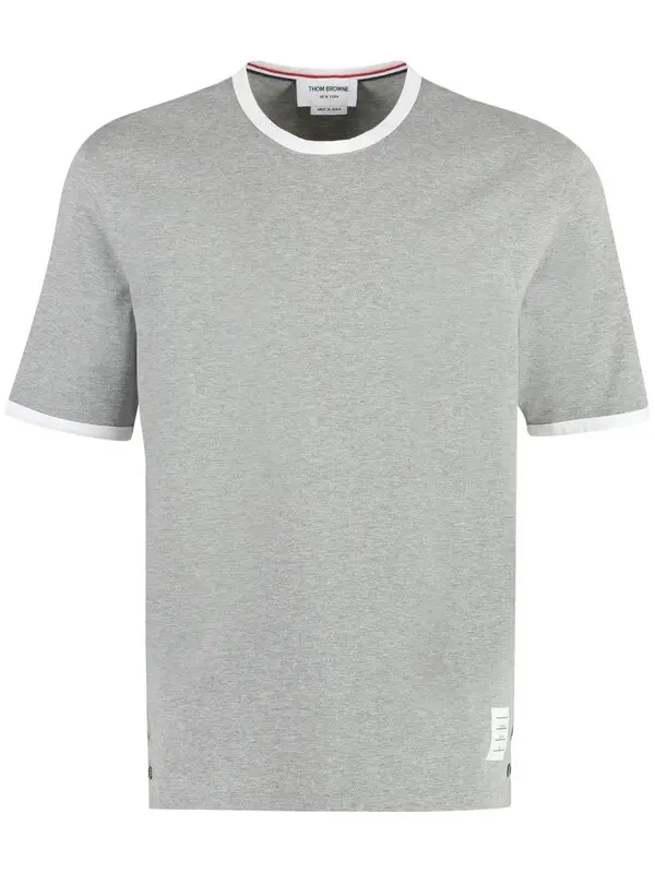 Thom Browne Ss Ringer Tee In Medium Weight Jersey - Lt Grey