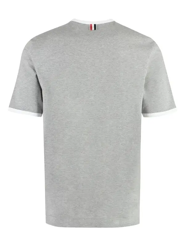 Thom Browne Ss Ringer Tee In Medium Weight Jersey - Lt Grey