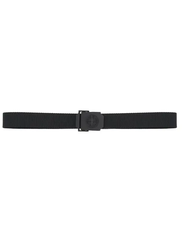 Stone Island Belt With Logo Buckle - Black