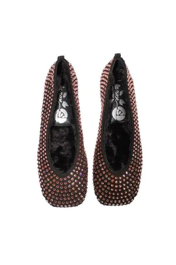 LA ROSE Ballerina Shoes With Crystal Embellishment - Pink