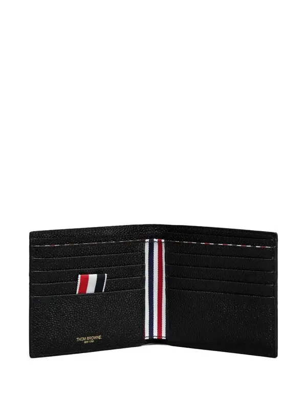 Thom Browne Billfold W/ Goose Half Drop Embroidery In Pebble Grain Leather - Black