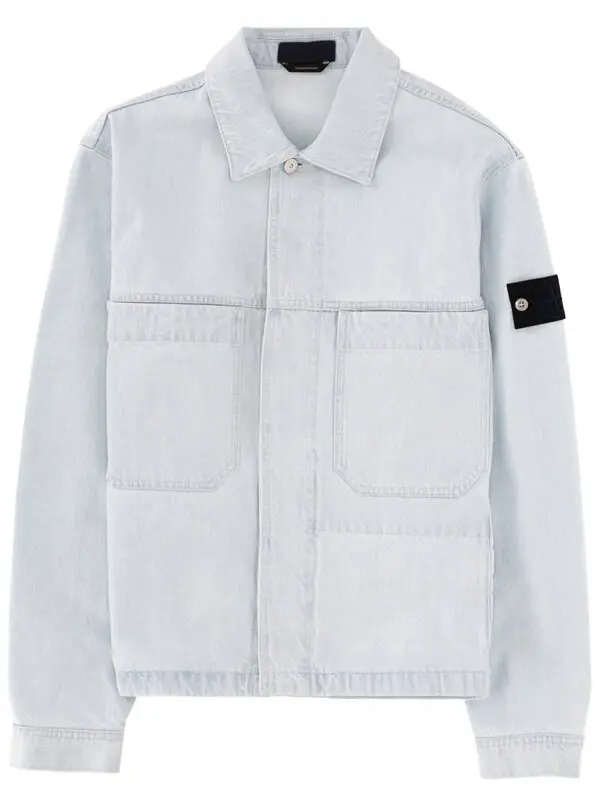 Stone Island Denim Trucker Jacket With Logo Patch