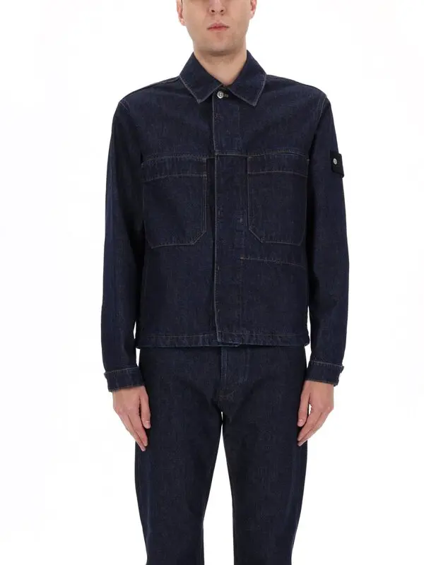 Stone Island Denim Jacket With Logo Patch