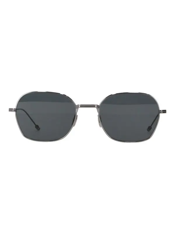 Thom Browne Rectangular Sunglasses In Titanium - Med Grey