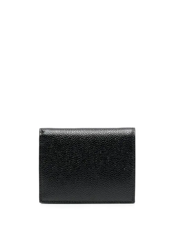 Thom Browne Billfold W/ Coin Compartment In Pebble Grain Leather - Black