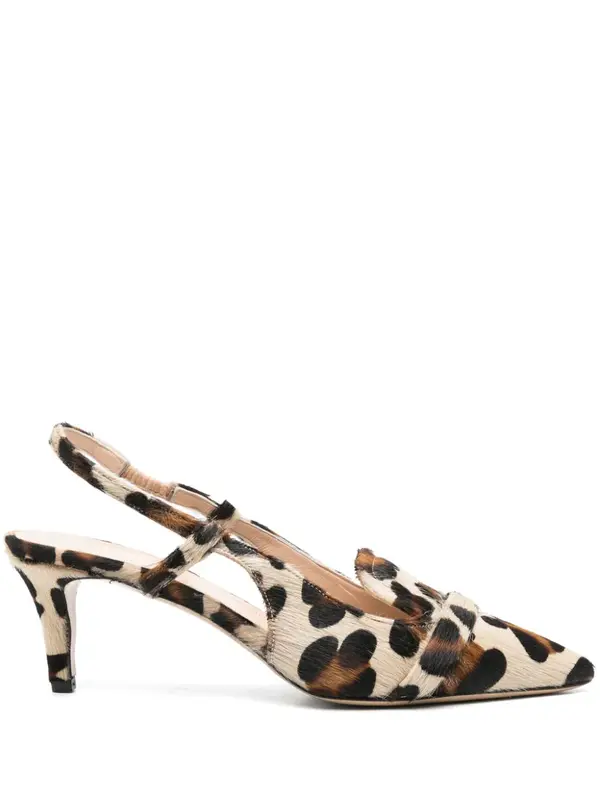 PAROSH 70mm Leopard Print Slingback Pumps