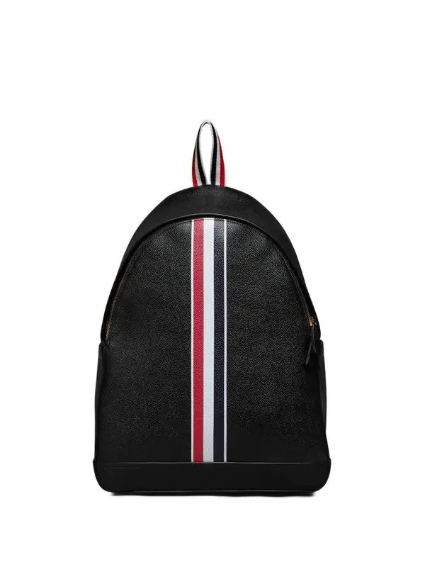 Thom Browne Multi Pocket Backpack With Rwb Stripe - Black