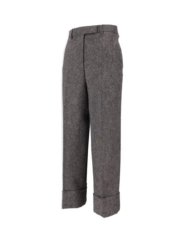 Thom Browne High Waisted Wide Leg Donegal Tweed Trousers