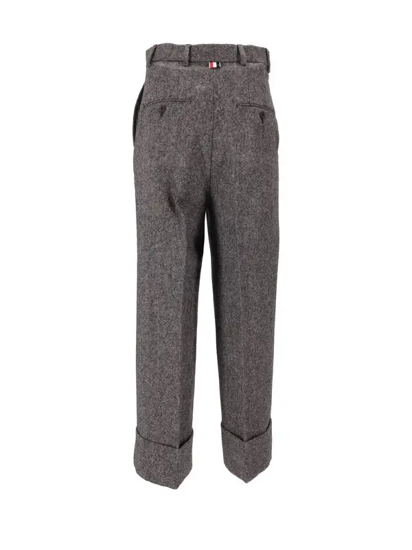 Thom Browne High Waisted Wide Leg Donegal Tweed Trousers