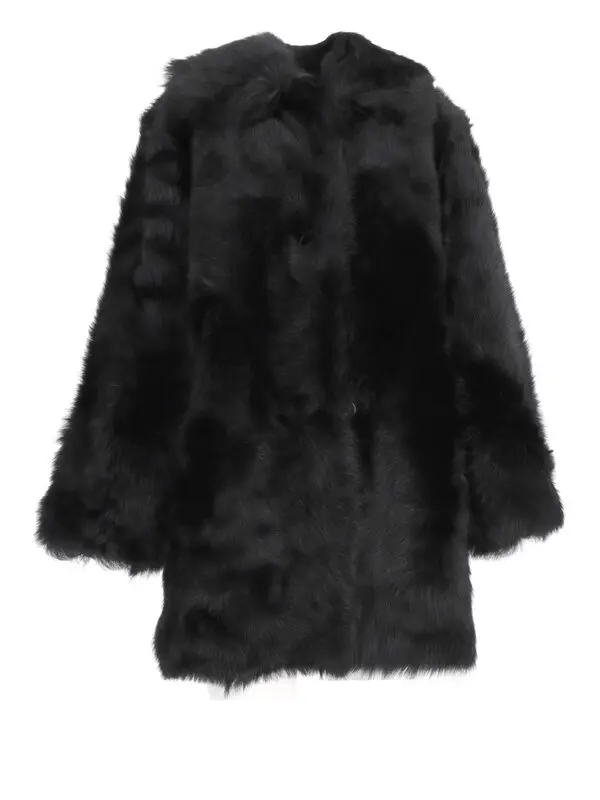 LA ROSE Montone Pelo Lungo Fur Coat - Nero