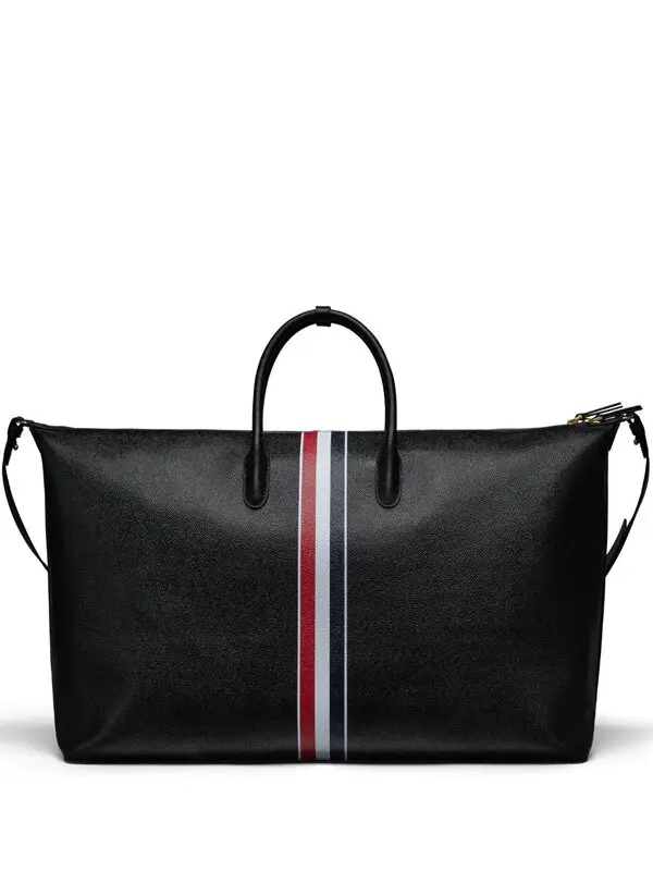 Thom Browne Pebble Grain Leather Duffle Bag With Stripe