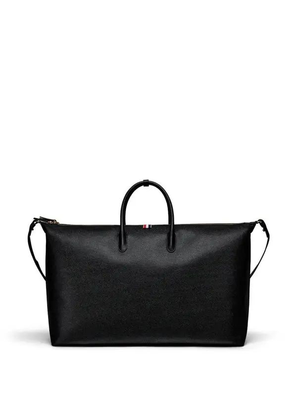 Thom Browne Pebble Grain Leather Duffle Bag With Stripe