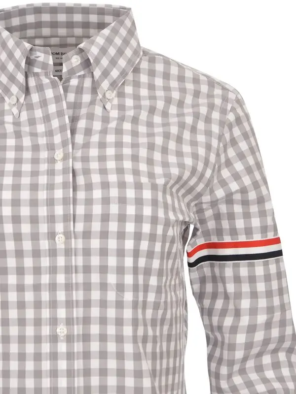 Thom Browne Classic Long Sleeve Gingham Check Shirt - Med Grey