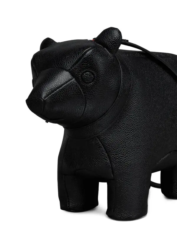 Thom Browne Bear Baguette Bag In Pebble Grain Leather
