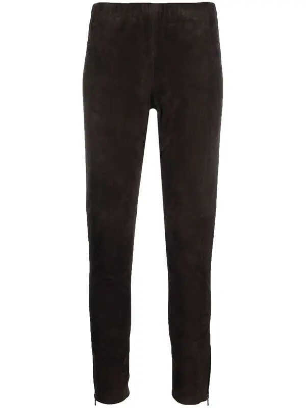 PAROSH Slim Fit Suede Trousers