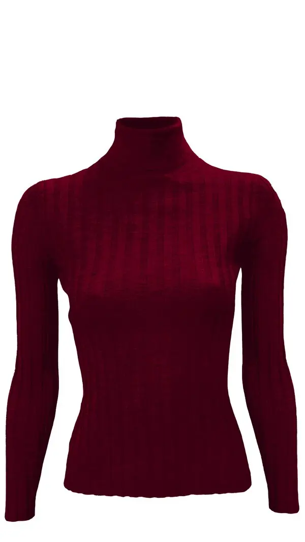 LA ROSE High Neck Cashmere-silk Knit Top - Bordeaux