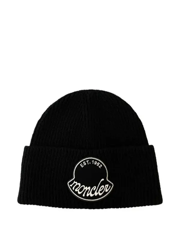 Moncler Ribbed Knit Beanie - Black