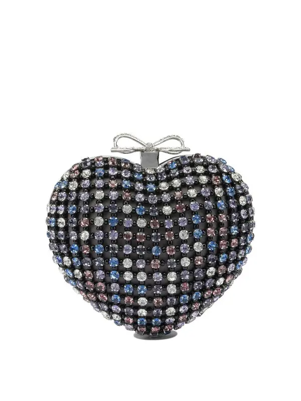 SELF-PORTRAIT Heart Clutch With Crystal Embellishments - Black