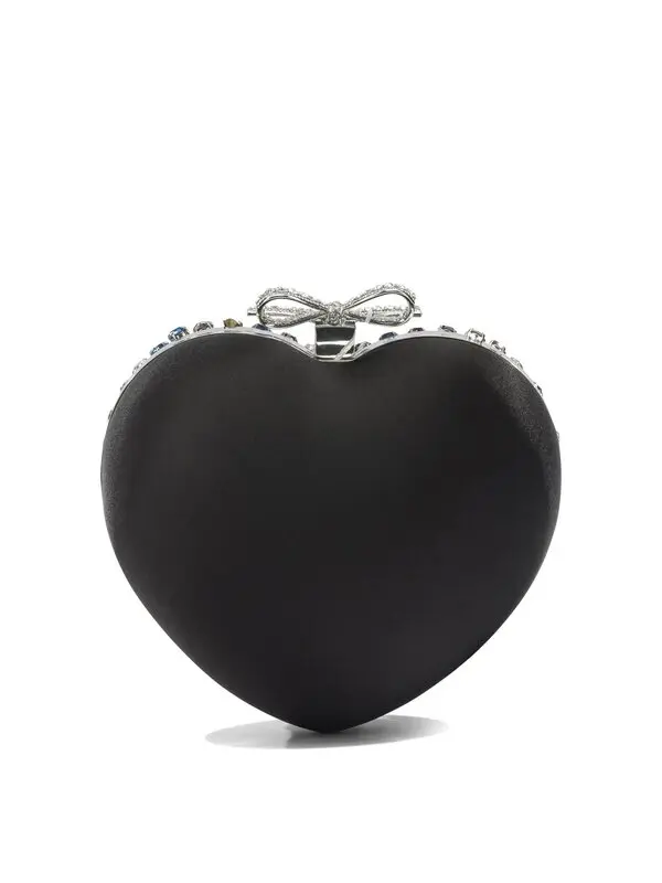 SELF-PORTRAIT Heart Clutch With Crystal Embellishments - Black