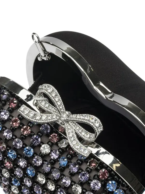 SELF-PORTRAIT Heart Clutch With Crystal Embellishments - Black