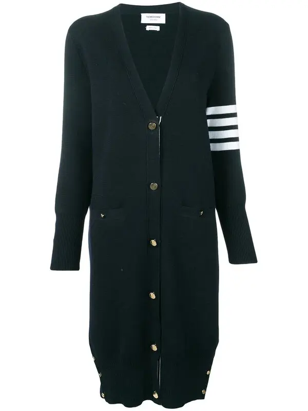 Thom Browne Milano Stitch Long V-neck Cardigan - Navy