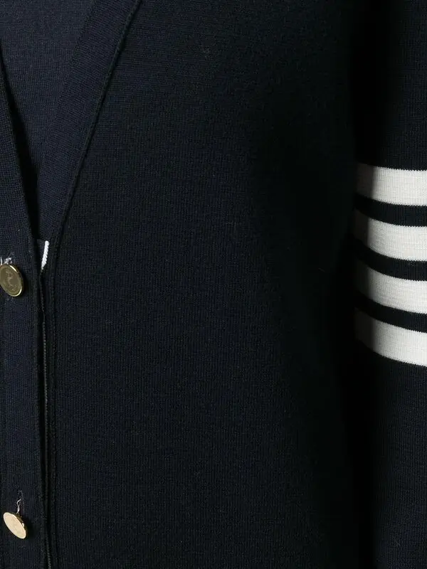 Thom Browne Milano Stitch Long V-neck Cardigan - Navy