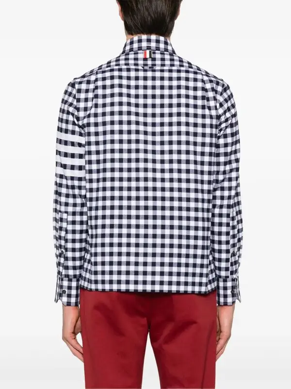 Thom Browne Utility Shirt With Patch Pocket In Bar Gingham Check Flannel