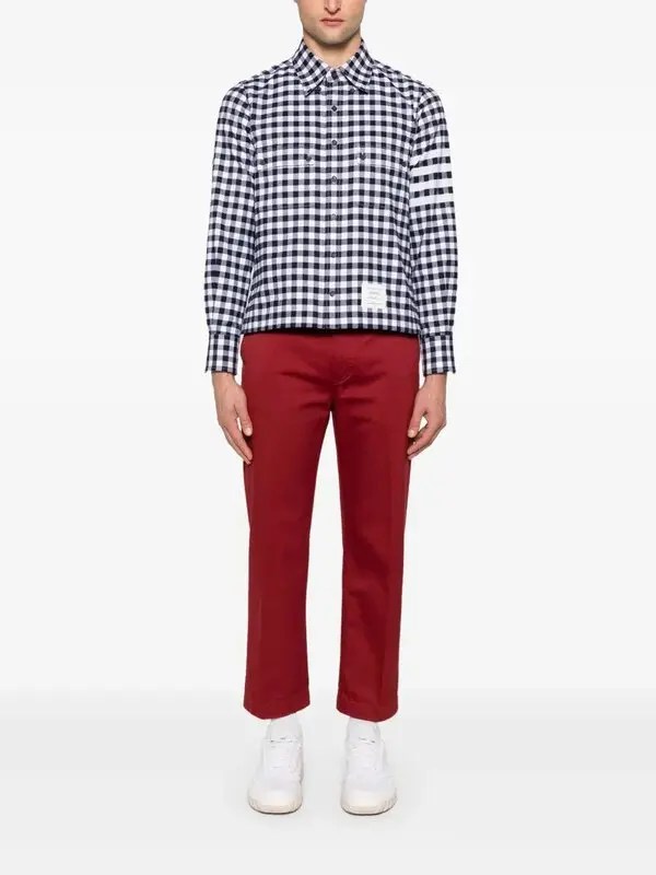 Thom Browne Utility Shirt With Patch Pocket In Bar Gingham Check Flannel