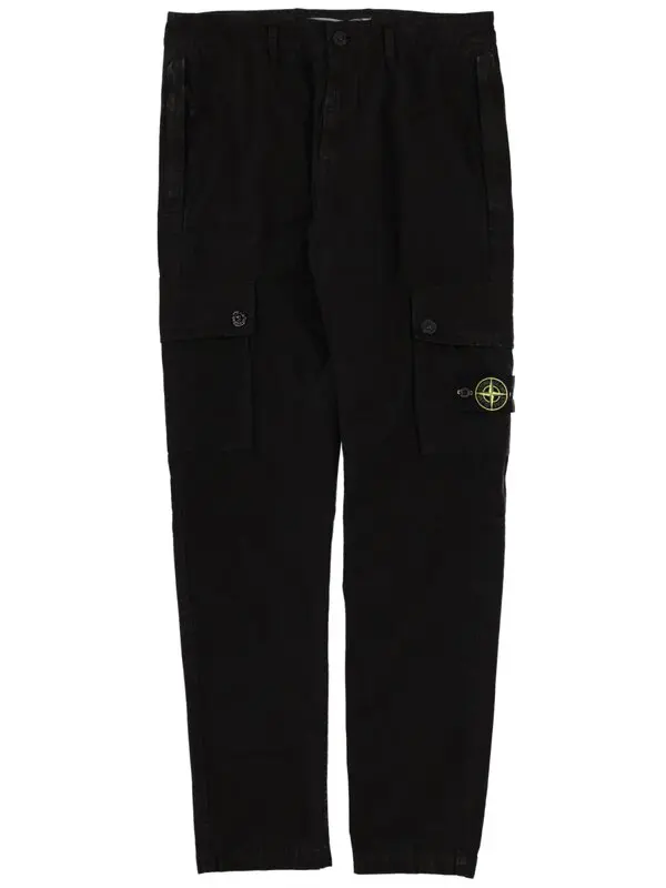 Stone Island Cargo Pants With Logo Patch - Black