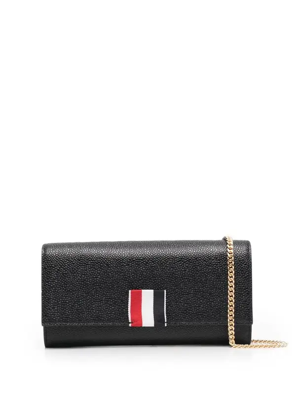 Thom Browne Leather Shoulder Bag With Logo Patch