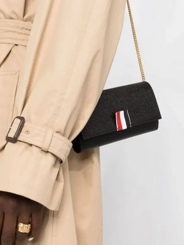 Thom Browne Leather Shoulder Bag With Logo Patch