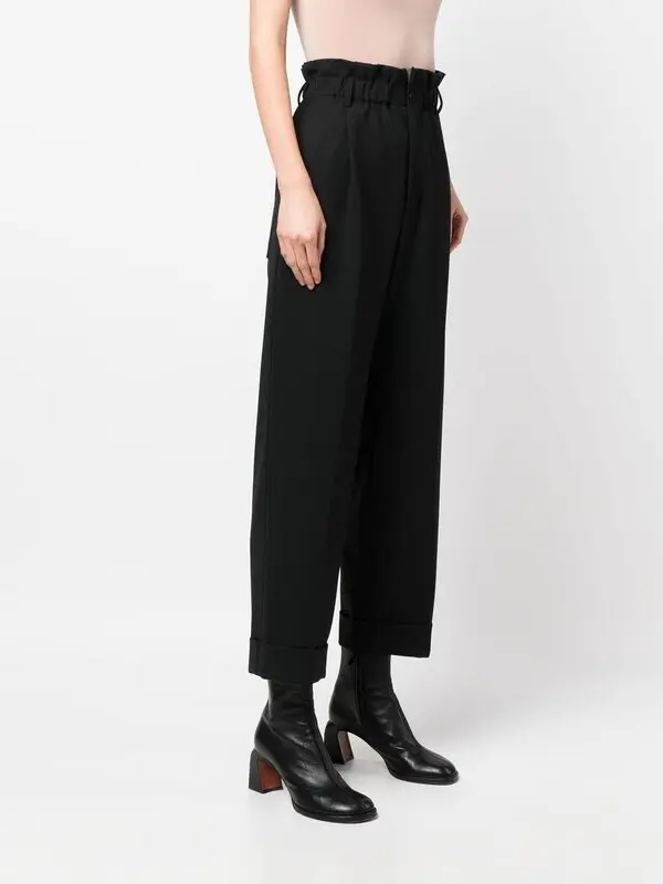 PAROSH Paper Bag Waist Straight Leg Trousers