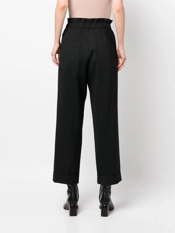 PAROSH Paper Bag Waist Straight Leg Trousers