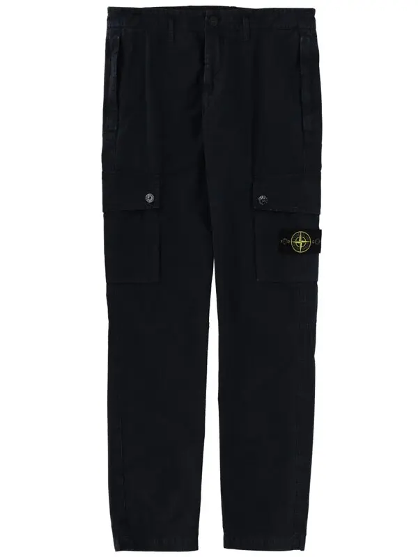 Stone Island Cargo Pants With Logo Patch - Blue