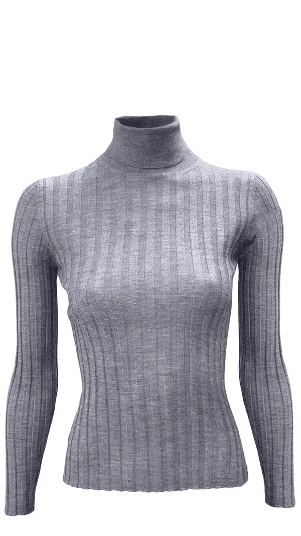 LA ROSE High Neck Cashmere And Silk Top - Grigio