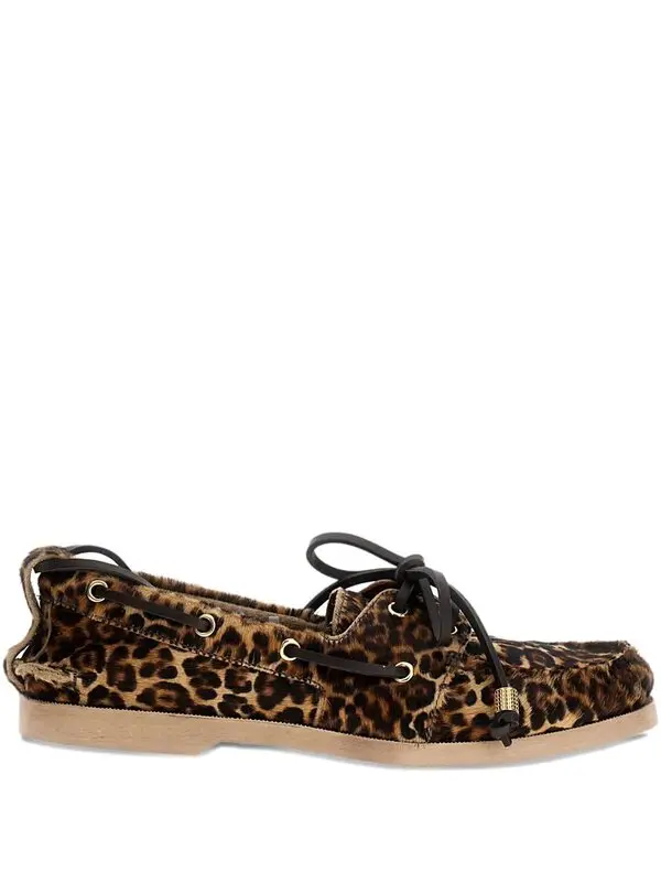 Golden Goose Boat Moccasin With Leopard Print - Beige Brown Black Leo