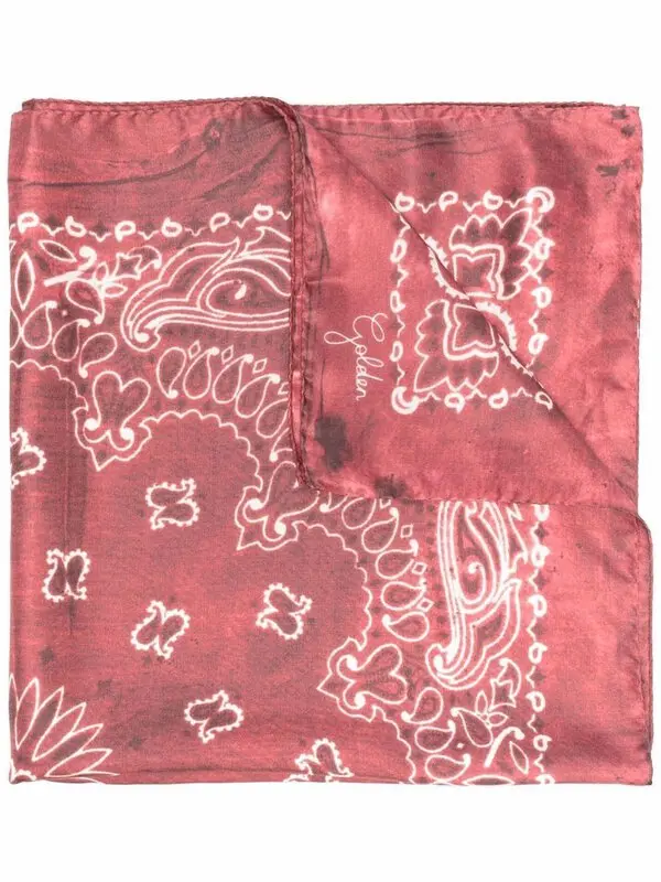 GOLDEN GOOSE Golden Foulard Paisley Print Silk - Spiced Apple