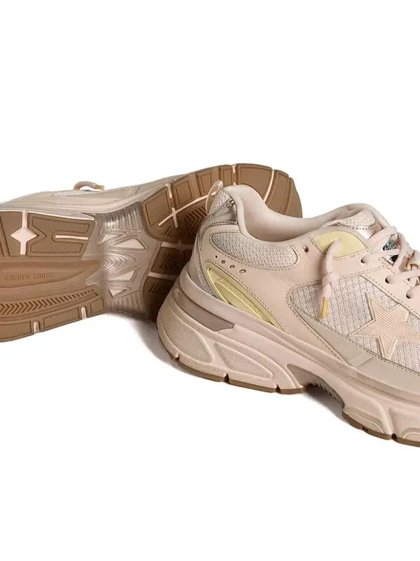 GOLDEN GOOSE Lightstar Leather And Suede Sneakers - Pink/gold